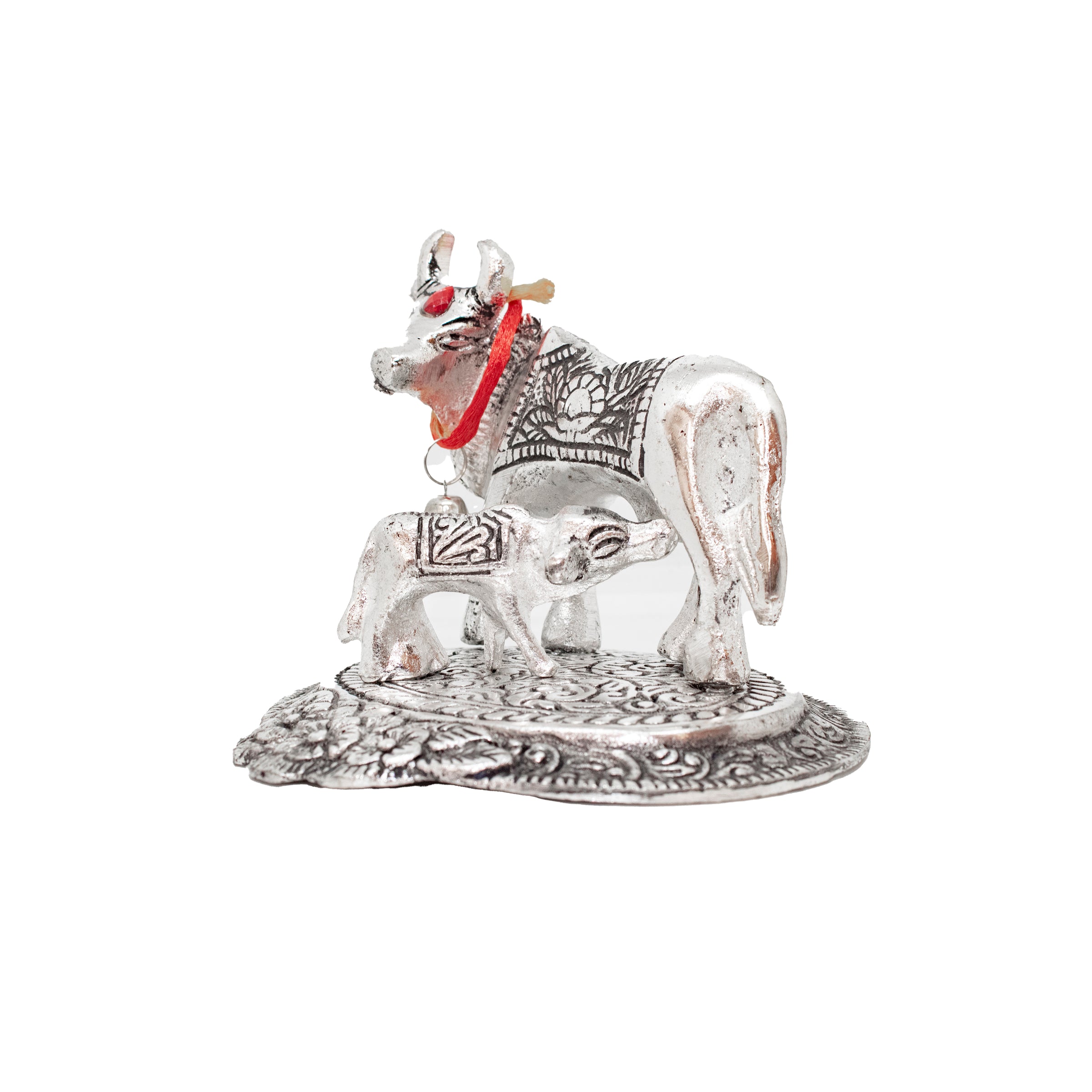 Cow And Calf | Kamdhenu Cow Statue | Silver Color Sacared Animal Idols ...